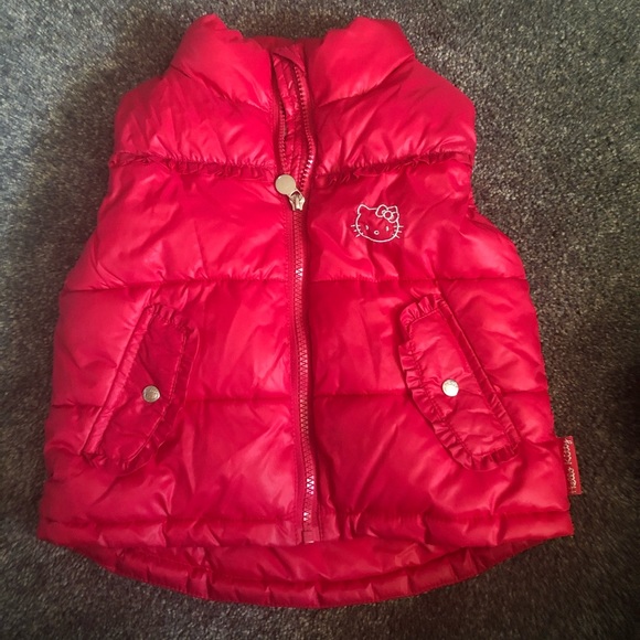 H&M | Jackets & Coats | Hm Hello Kitty Pink Silver Zipup Vest 34y ...
